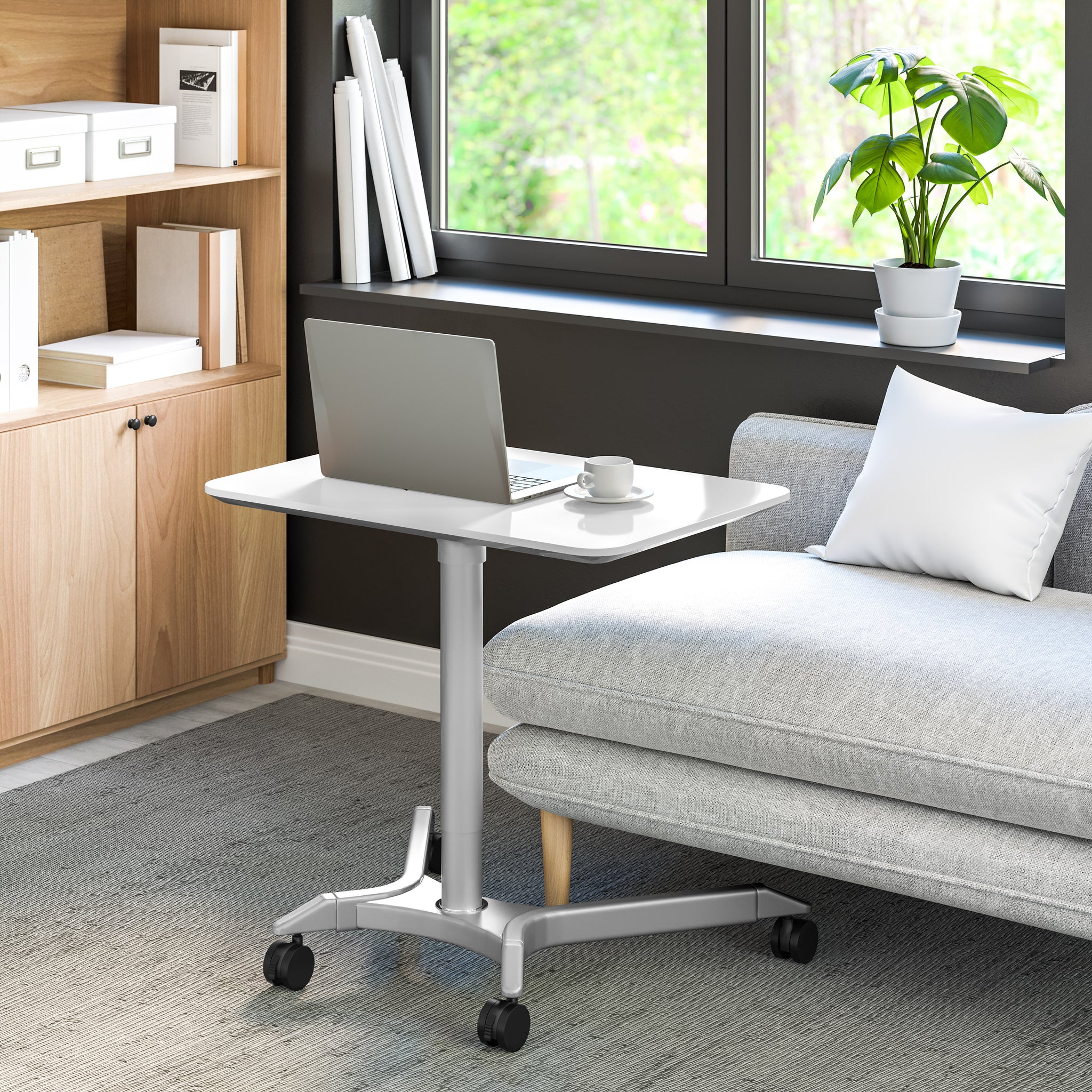 airLIFT® Premium Pneumatic Sit-Stand Mobile Desk Cart