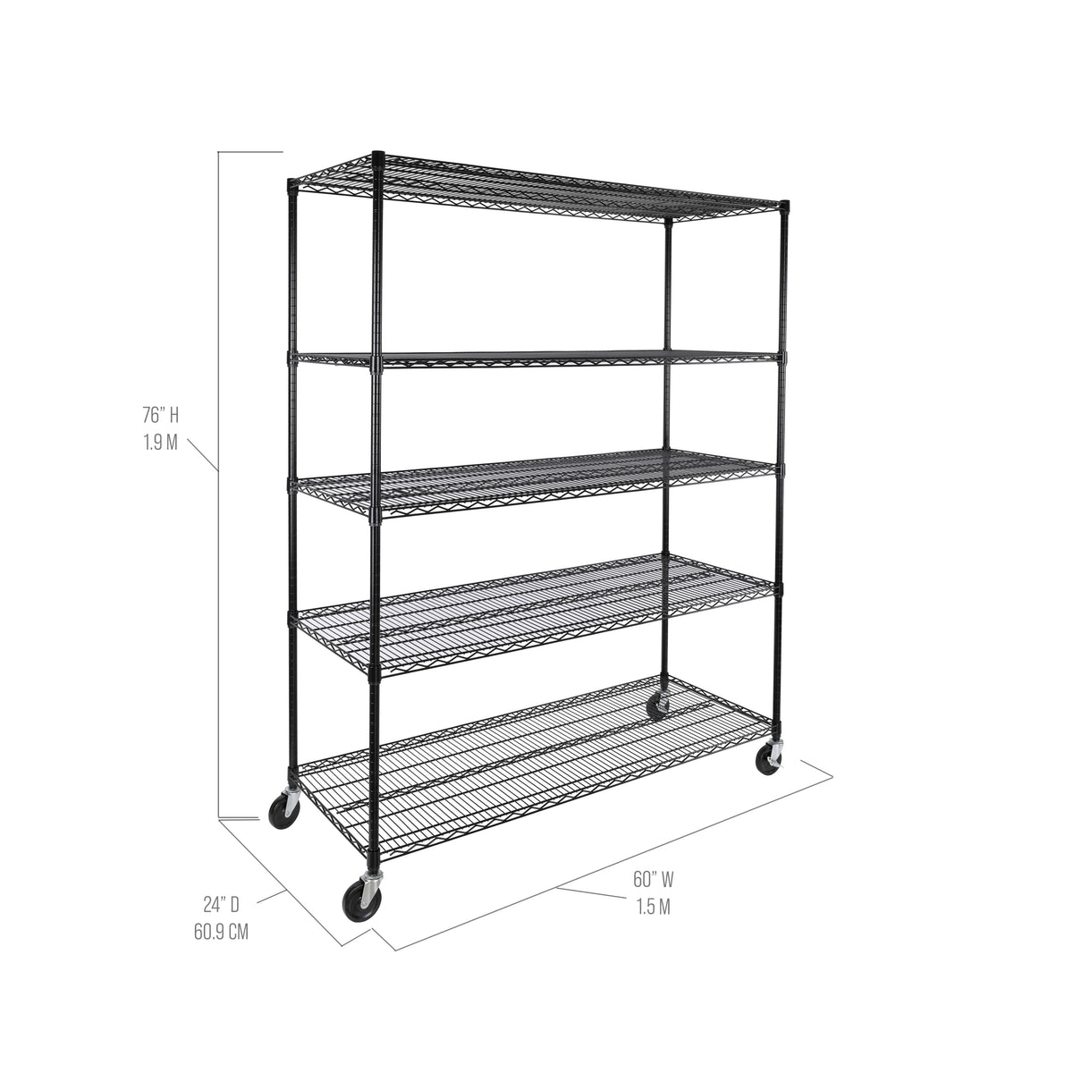 UltraDurable® 5-Tier NSF-Certified Steel Shelving, Black | Adjustable ...