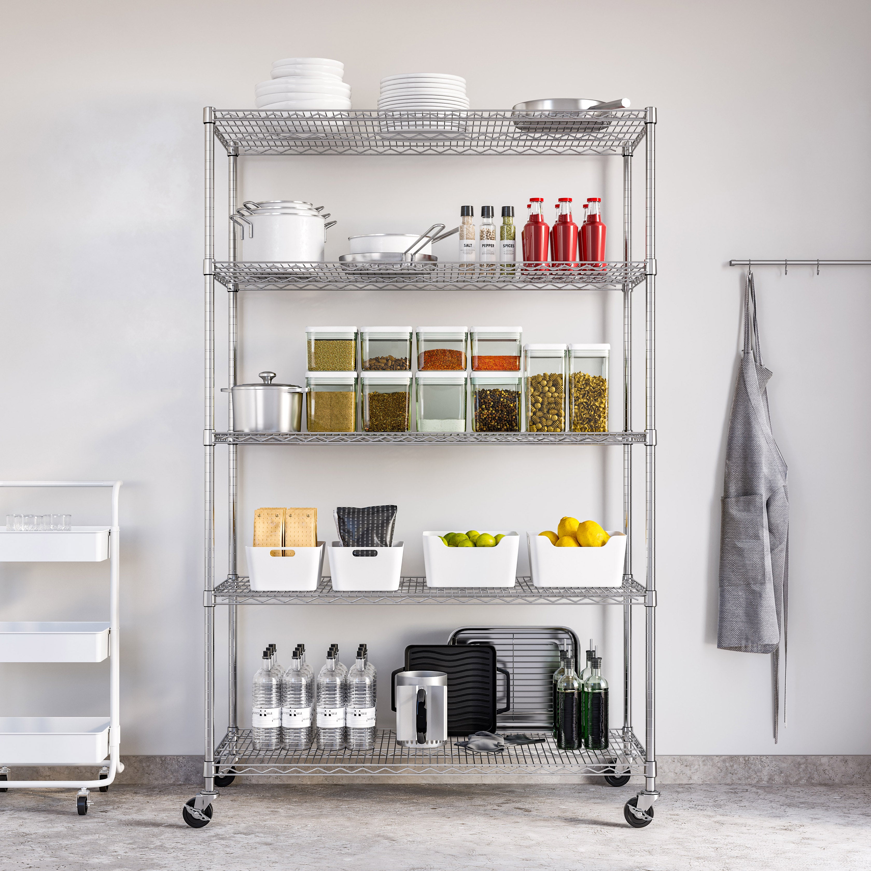 Chrome wire shelving with wheels store