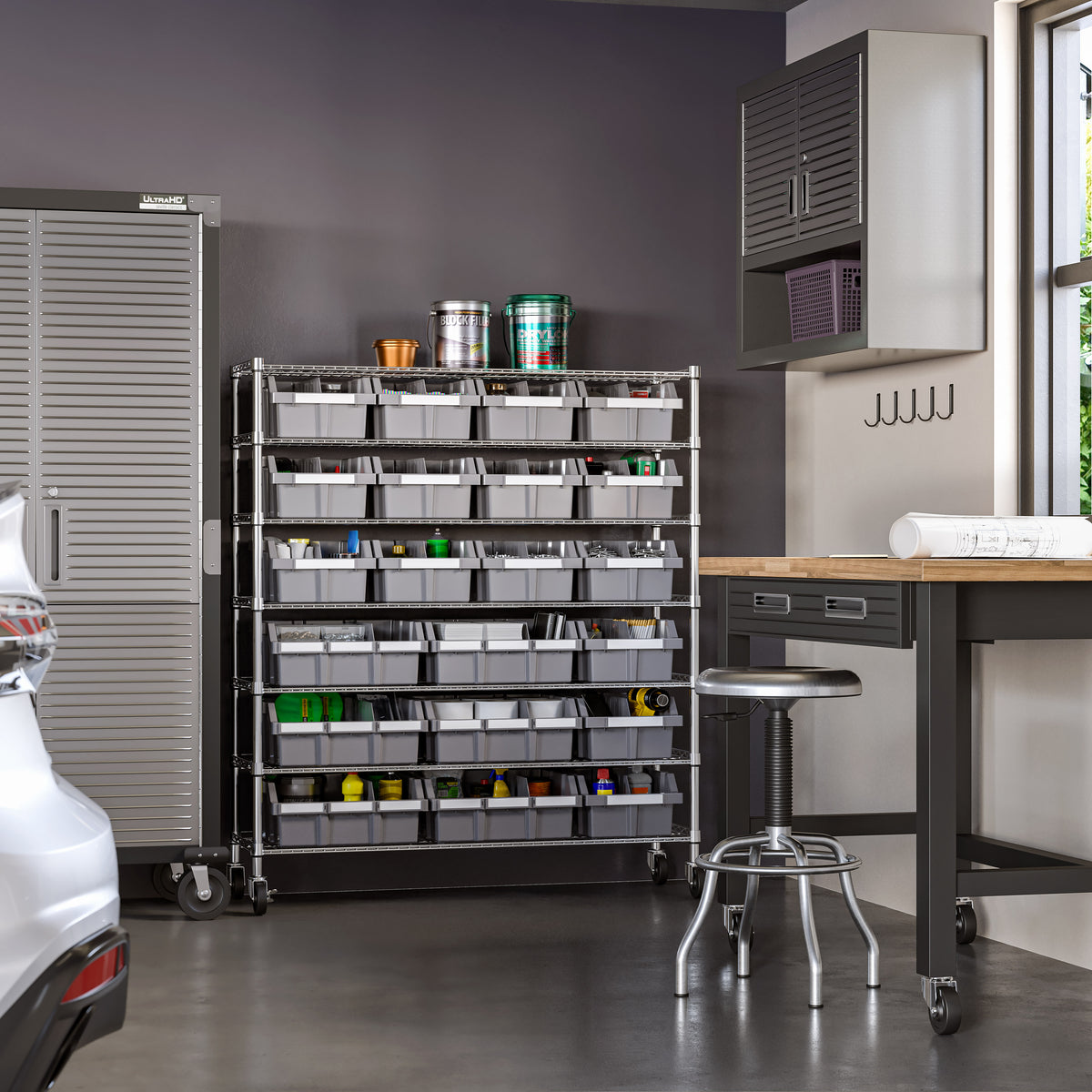 Extra-Wide 7-Tier NSF 21-Bin Rack – Seville Classics