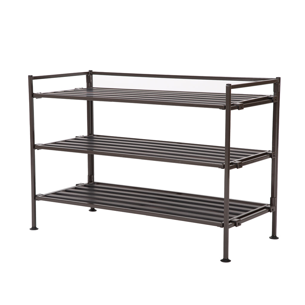 3-Tier Resin Slatted Shoe Rack, Espresso – Seville Classics