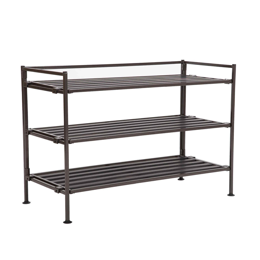 3-Tier Resin Slatted Shoe Rack, Espresso – Seville Classics