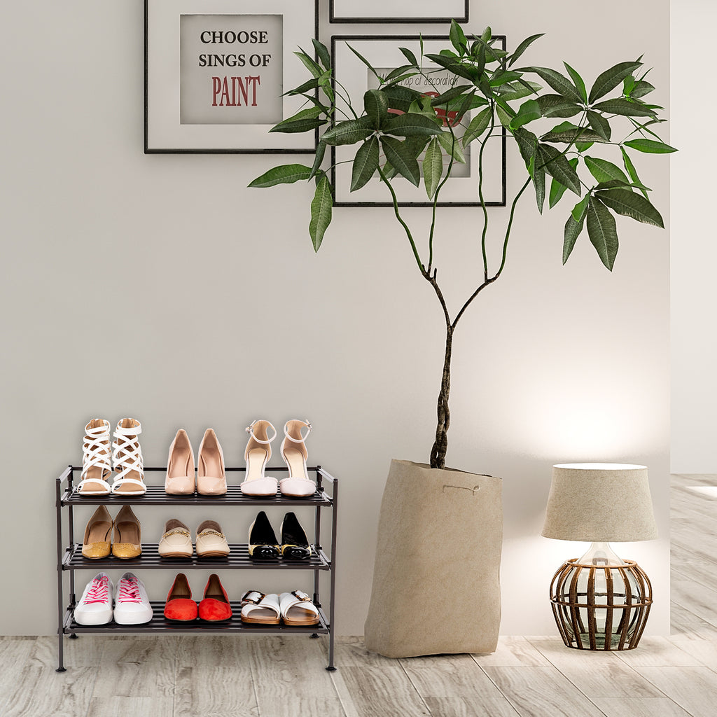3-Tier Resin Slatted Shoe Rack, Espresso – Seville Classics