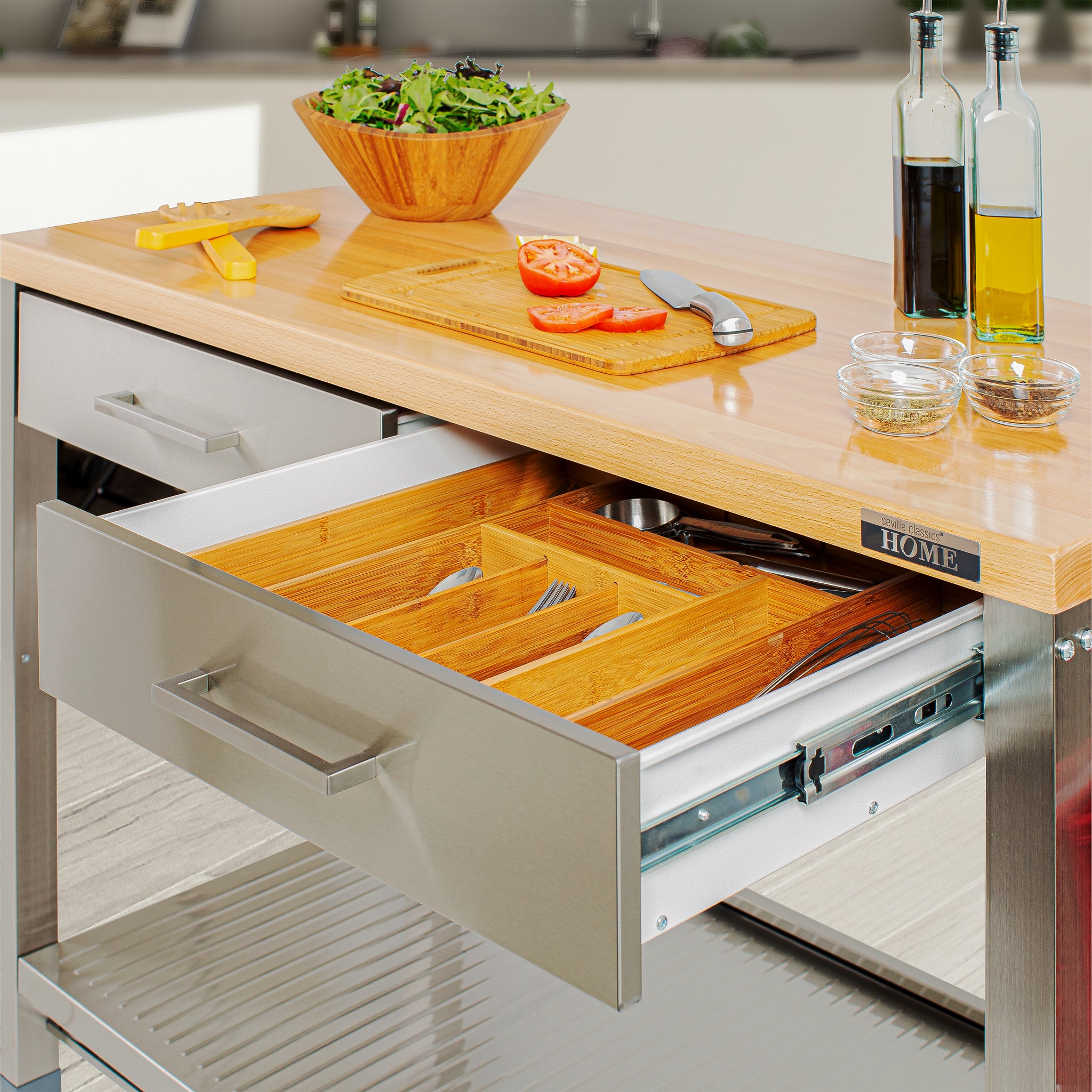 Home Work Center Island Table – Seville Classics