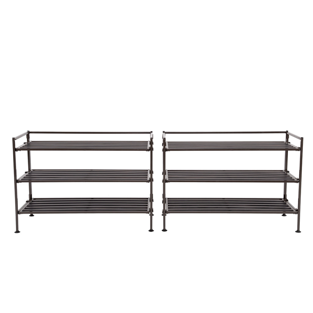 3-Tier Resin Slatted Shoe Rack (2-Pack), Espresso – Seville Classics