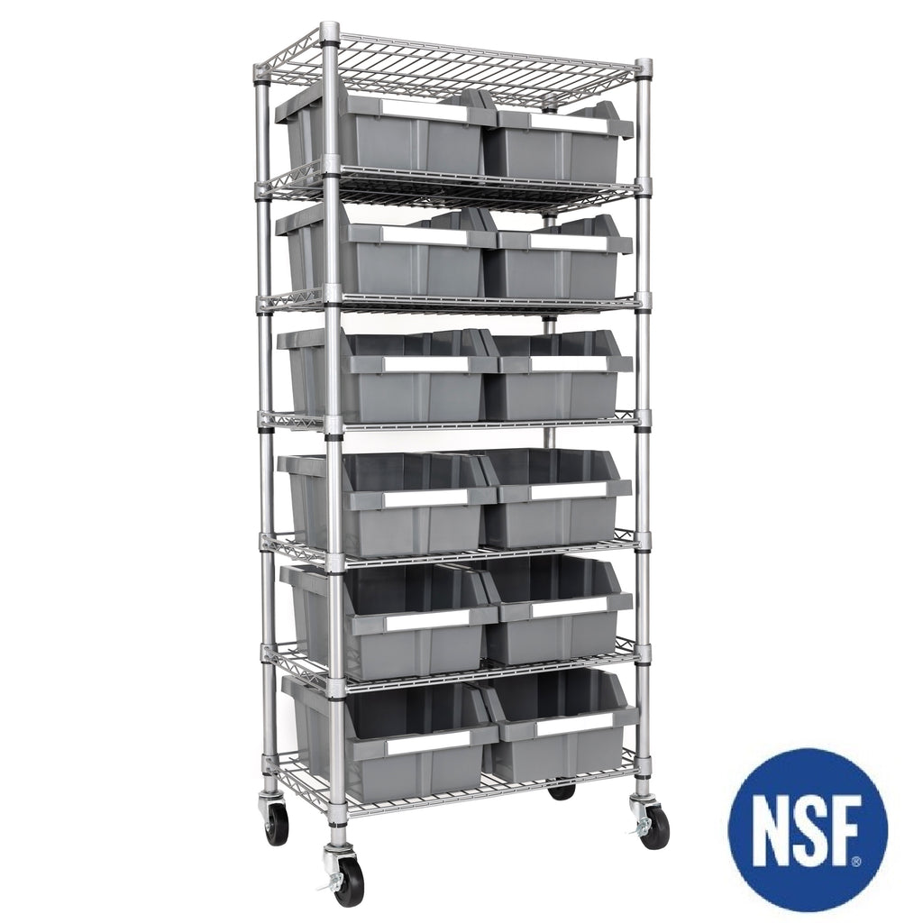 7-Tier NSF-Certified 12-Bin Rack – Seville Classics