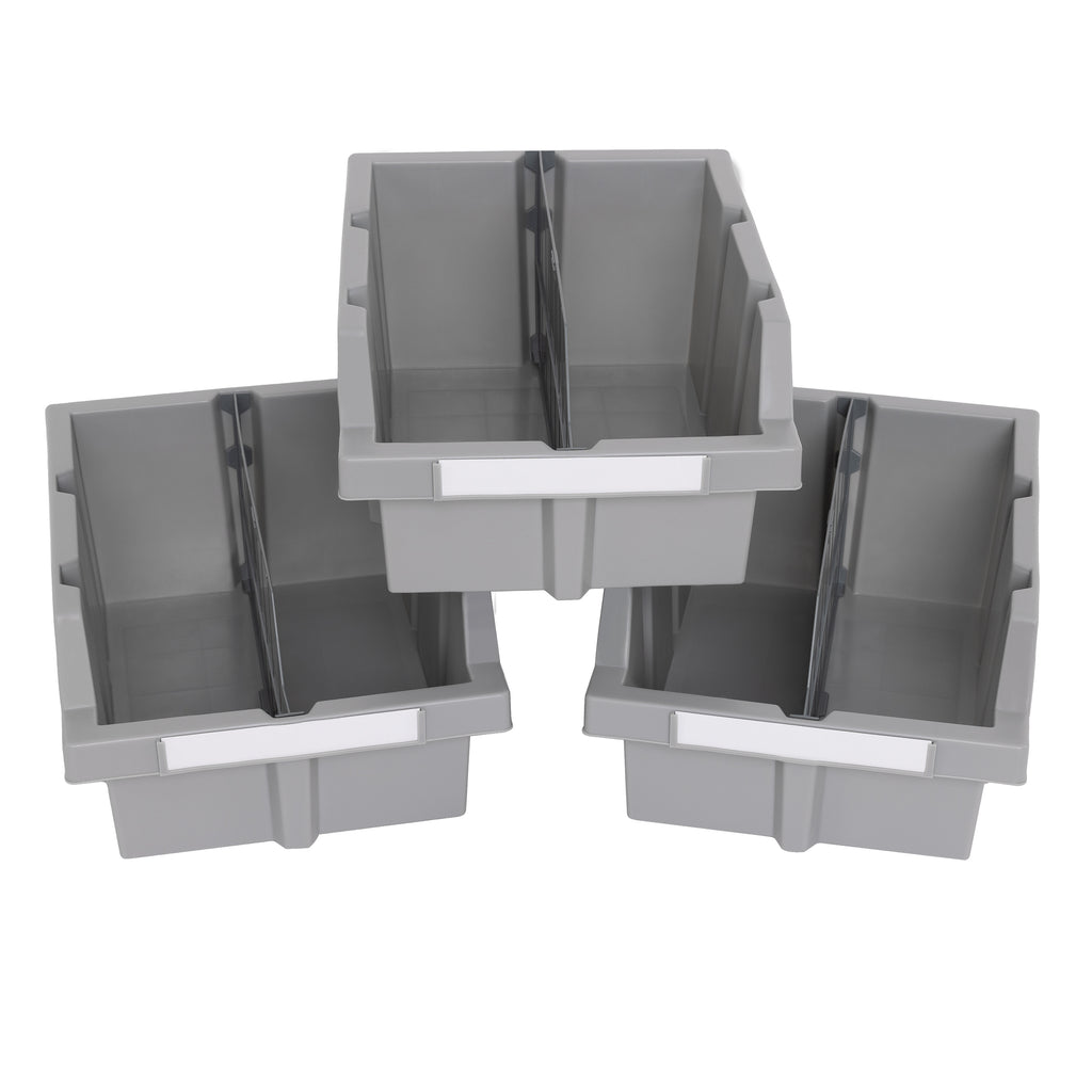 Grey Bins or Dividers for Commercial Bin Rack